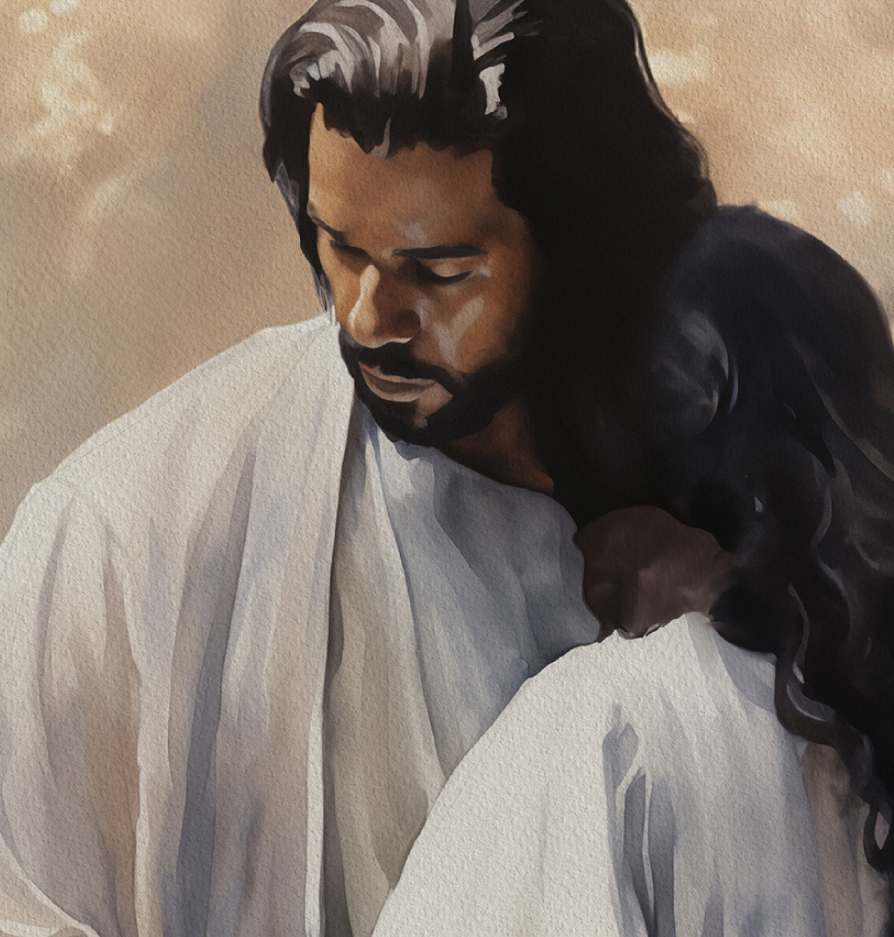 Black Jesus Hugging Woman Black Jesus Embracing Woman Black Christian ...