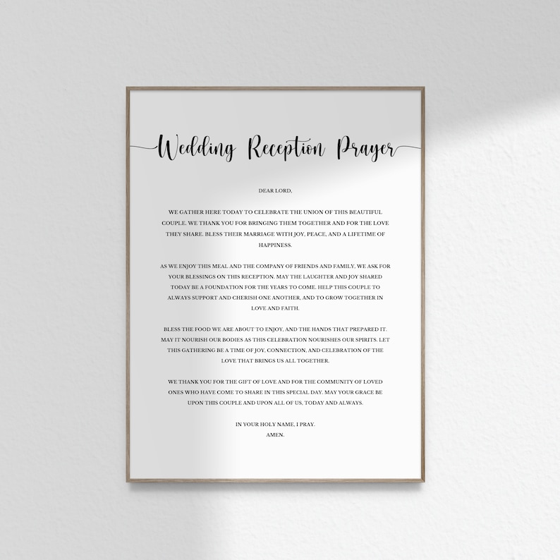 Wedding Reception Prayer Wedding Gift Christian Marriage Prayer Bible ...