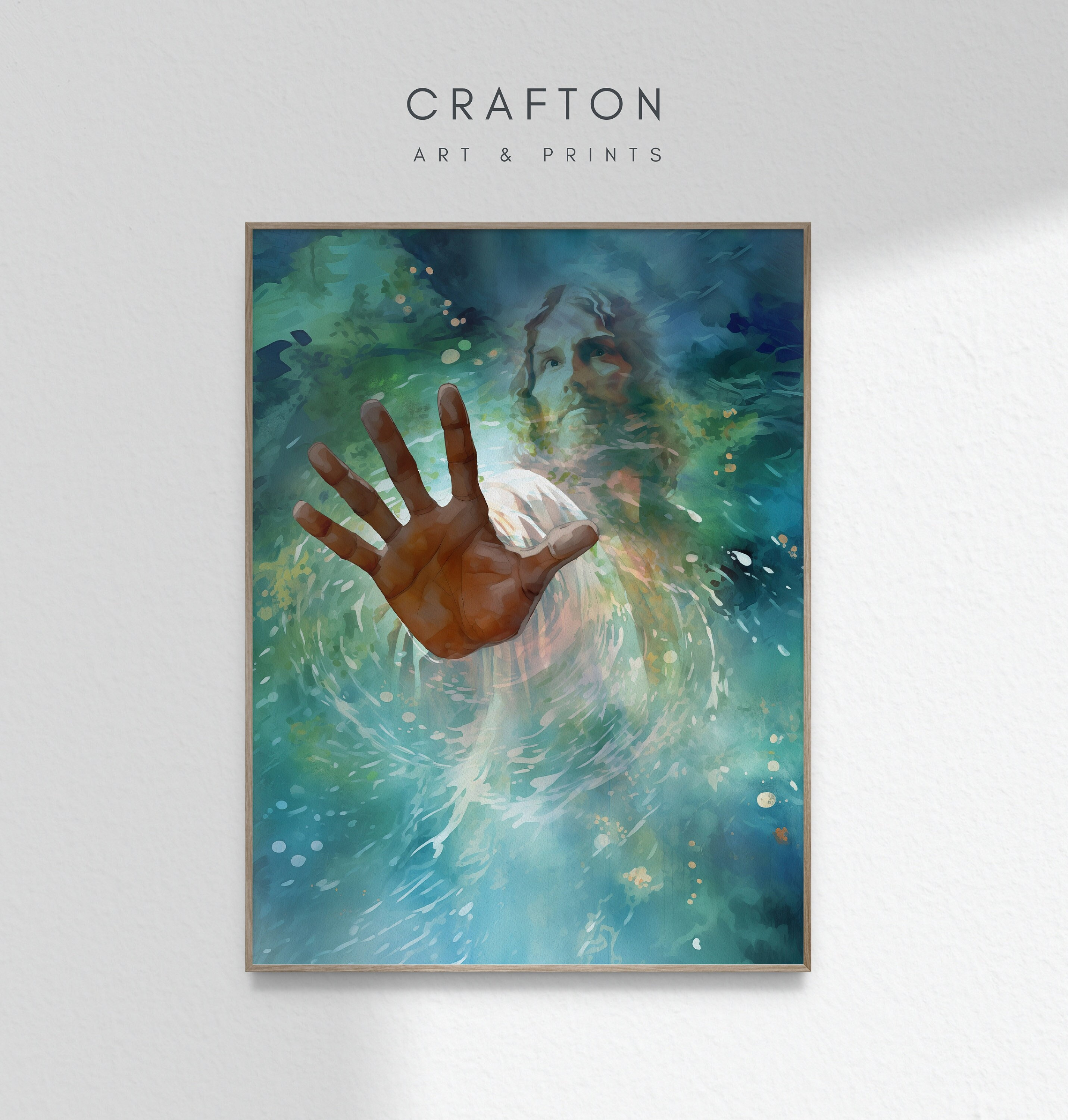 Jesus Reaching Into Water Saving Peter From Drowning Painting Hand ...