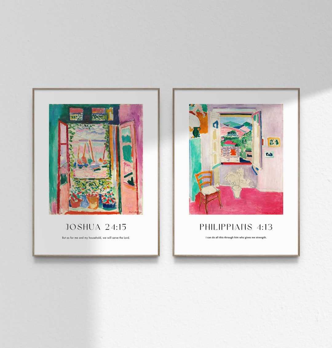 Christliche Wandkunst 2er-Set Bunte moderne Matisse Abstrakte Kunst Set Christliche Bibel Vers ...