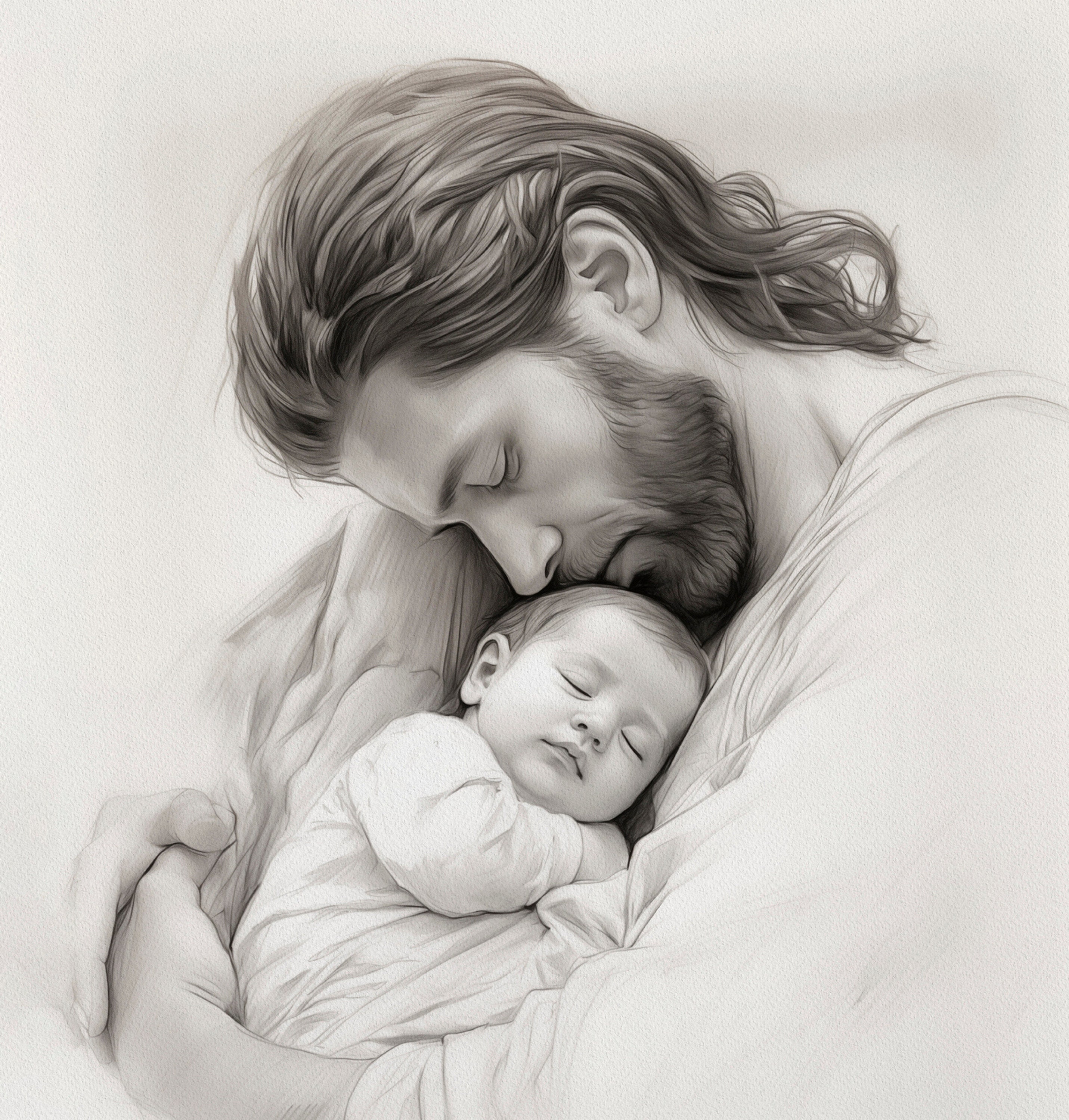 Jesus With Baby Black and White Drawing Sketch Christ Painting ...