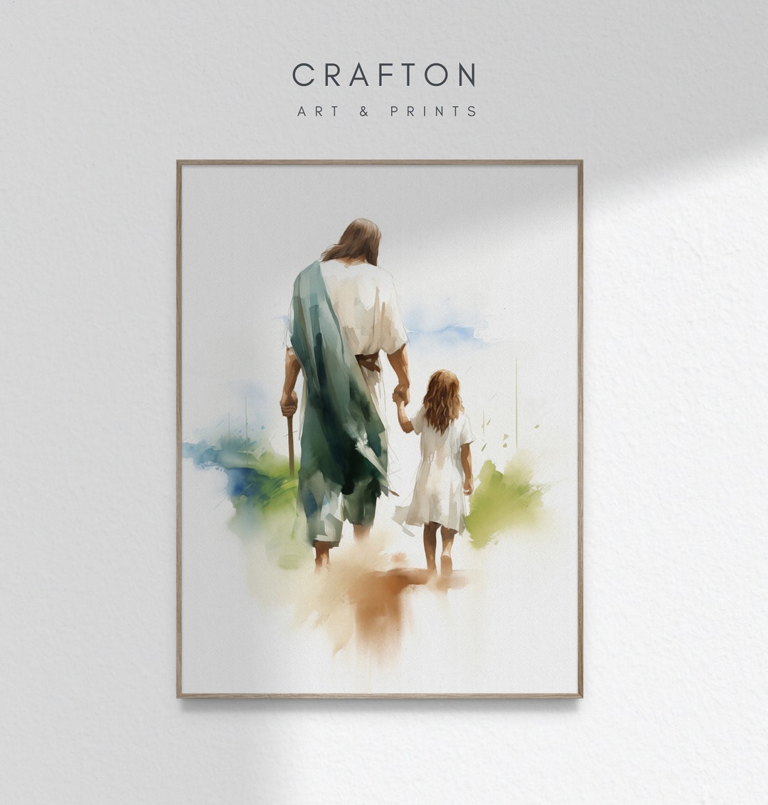 Come Follow Me Jesus Christ Walking With Girl Art Kids Room Nursery ...