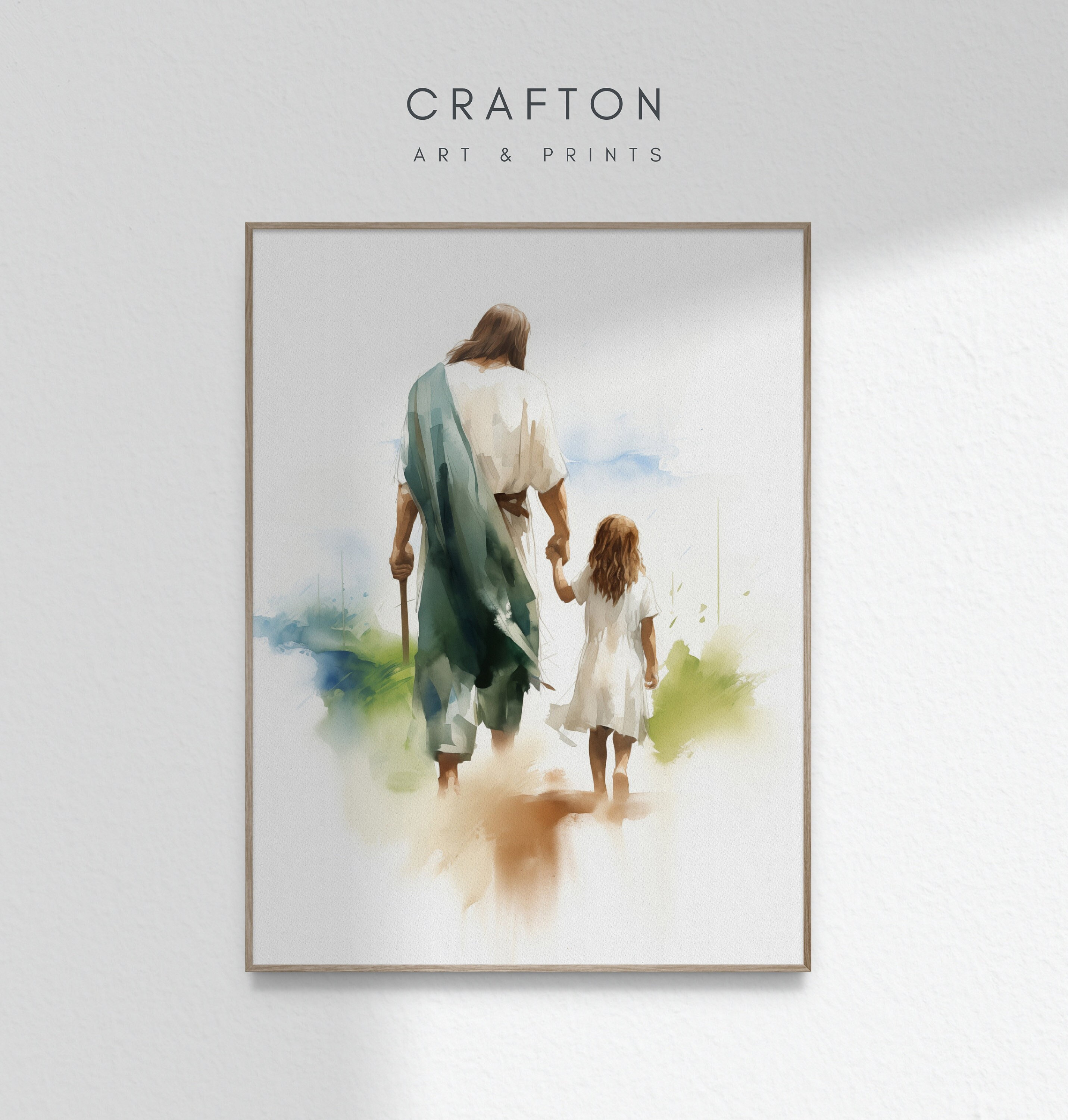 Come Follow Me Jesus Christ Walking With Girl Art Kids Room Nursery ...