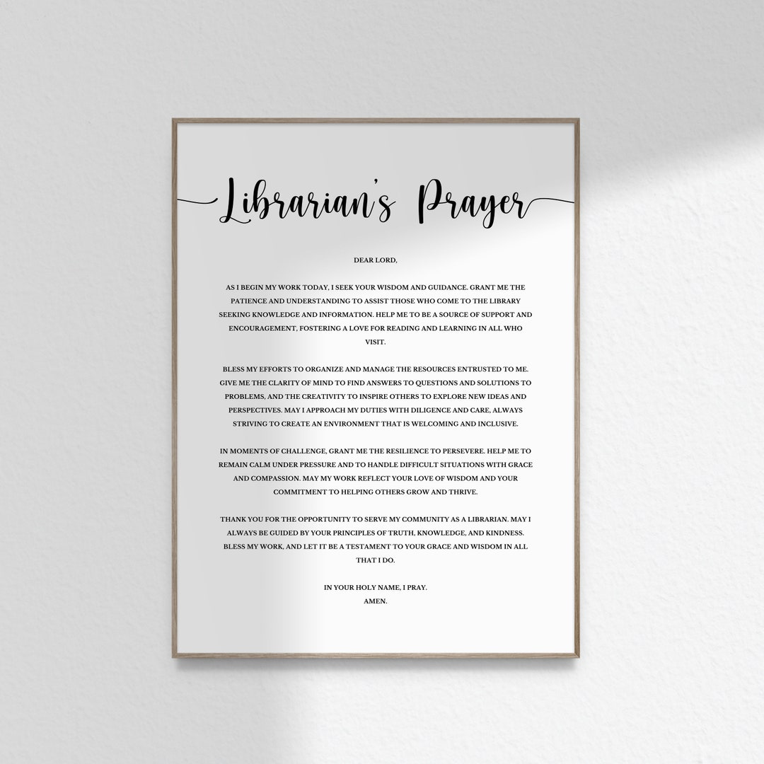 Librarian's Prayer Gift Librarians Prayer Christian Prayer Bible Office ...