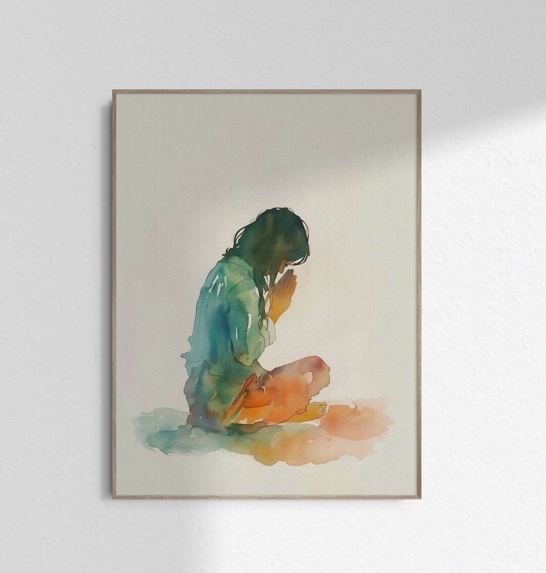 Colorful Christian Art Abstract Girl Praying Art Woman Praying Wall Art ...