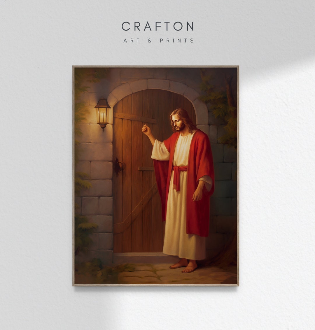 Jesus Knocking at the Door Christ Savior Painting Christian Nursery ...