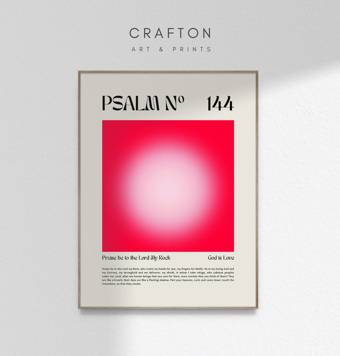 Psalm 144 Wall Art Print, Modern Red Pink Trendy Gradient Abstract ...