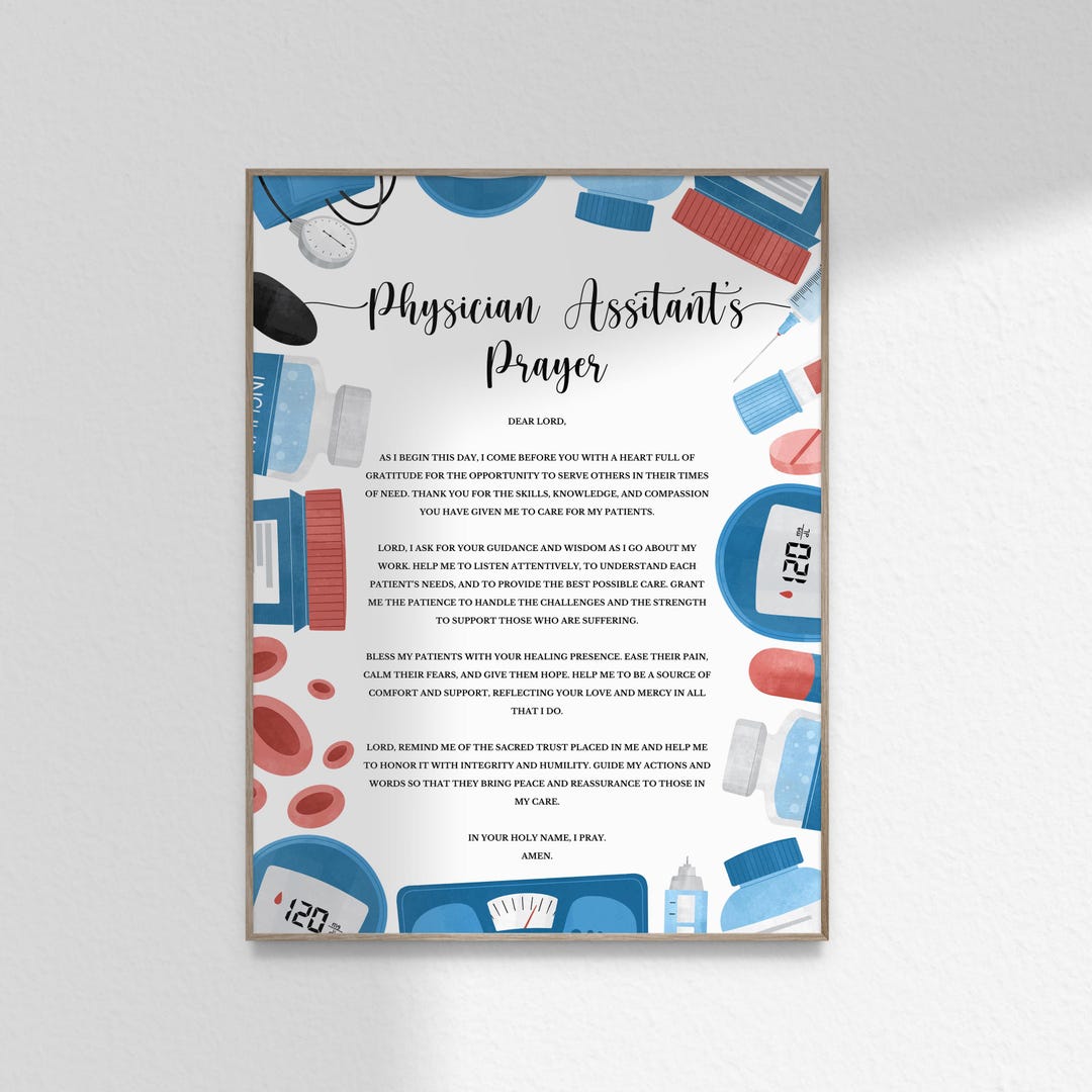 Physician Assistant's Prayer Christian Prayer Office Decor Prayer Gift ...