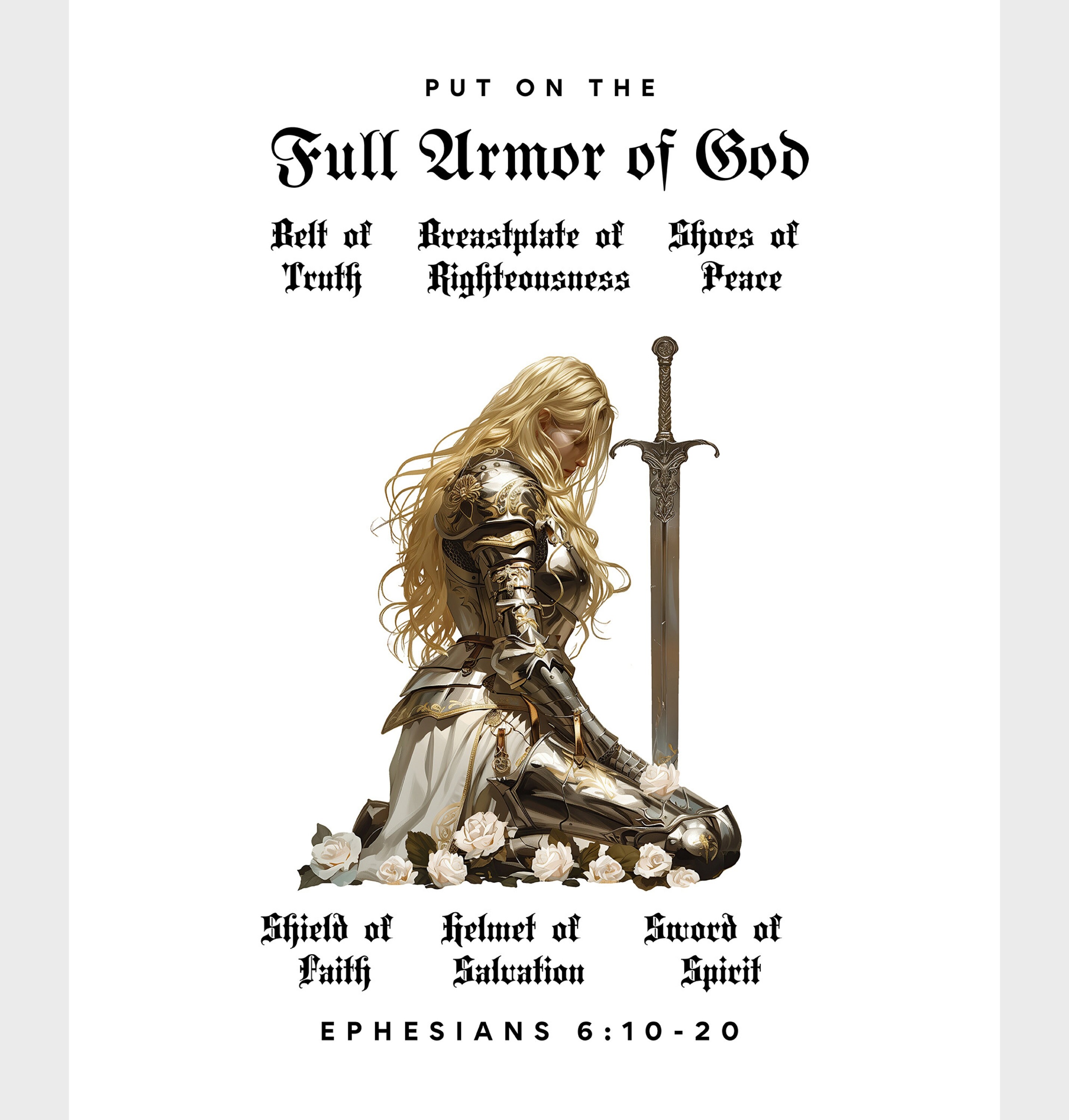 Put on the Full Armor of God Ephesians 6 10 Gift for Girls Nursery Wall ...
