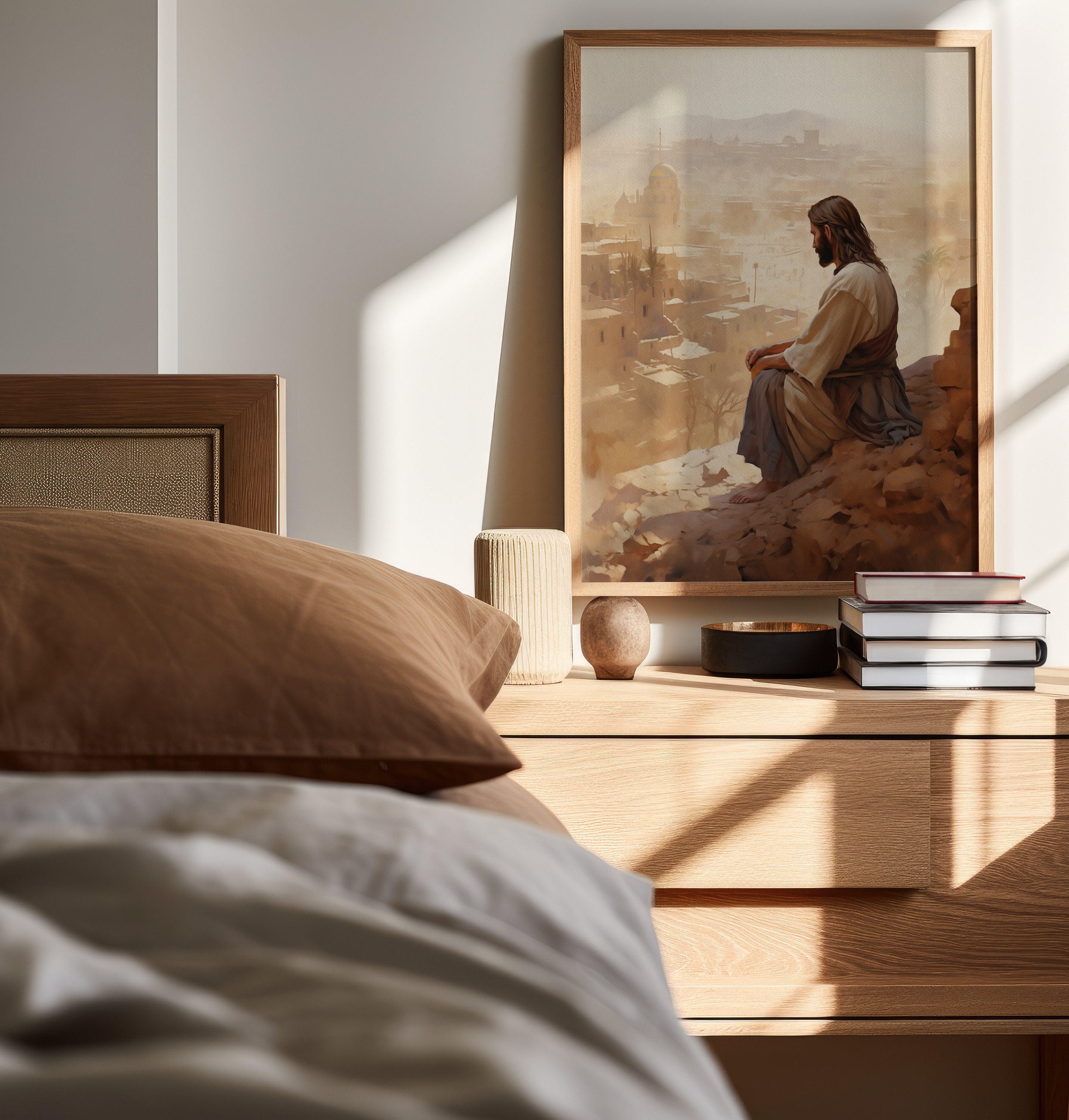 Jesus Sitting Wall Art Print Christ Praying Over Jerusalem Art Jesus ...