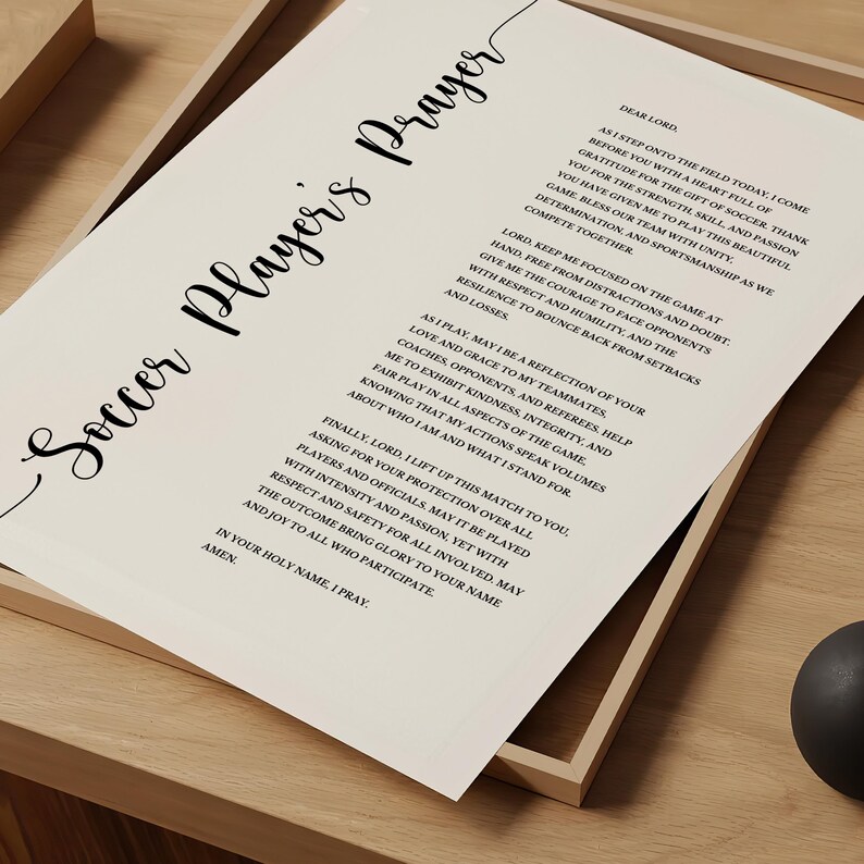 Soccer Player's Prayer Gift Soccer Prayer Christian Prayer Bible Office ...
