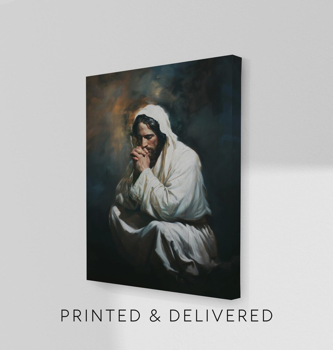 PRINTED Jesus Praying Alone Christian Wall Art Painting Poster Printed ...