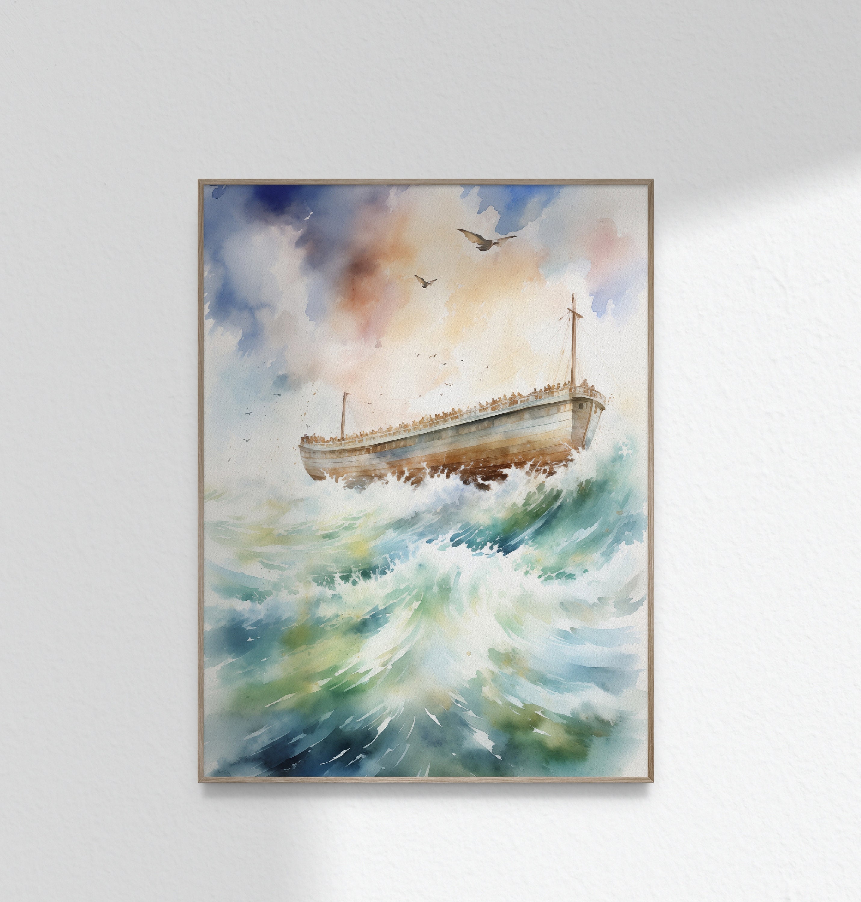 Noah's Ark, Old Testament Story, Genesis Flood, Christian Watercolor ...