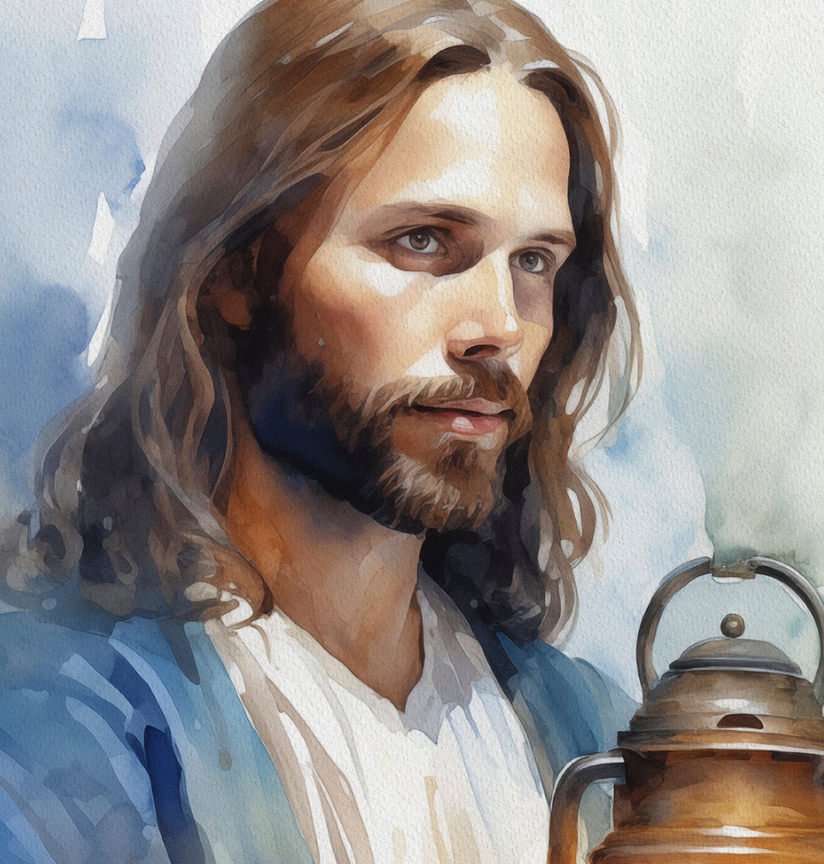 Jesus With Lantern Painting Jesus Guide Me to Light in the Darkness ...