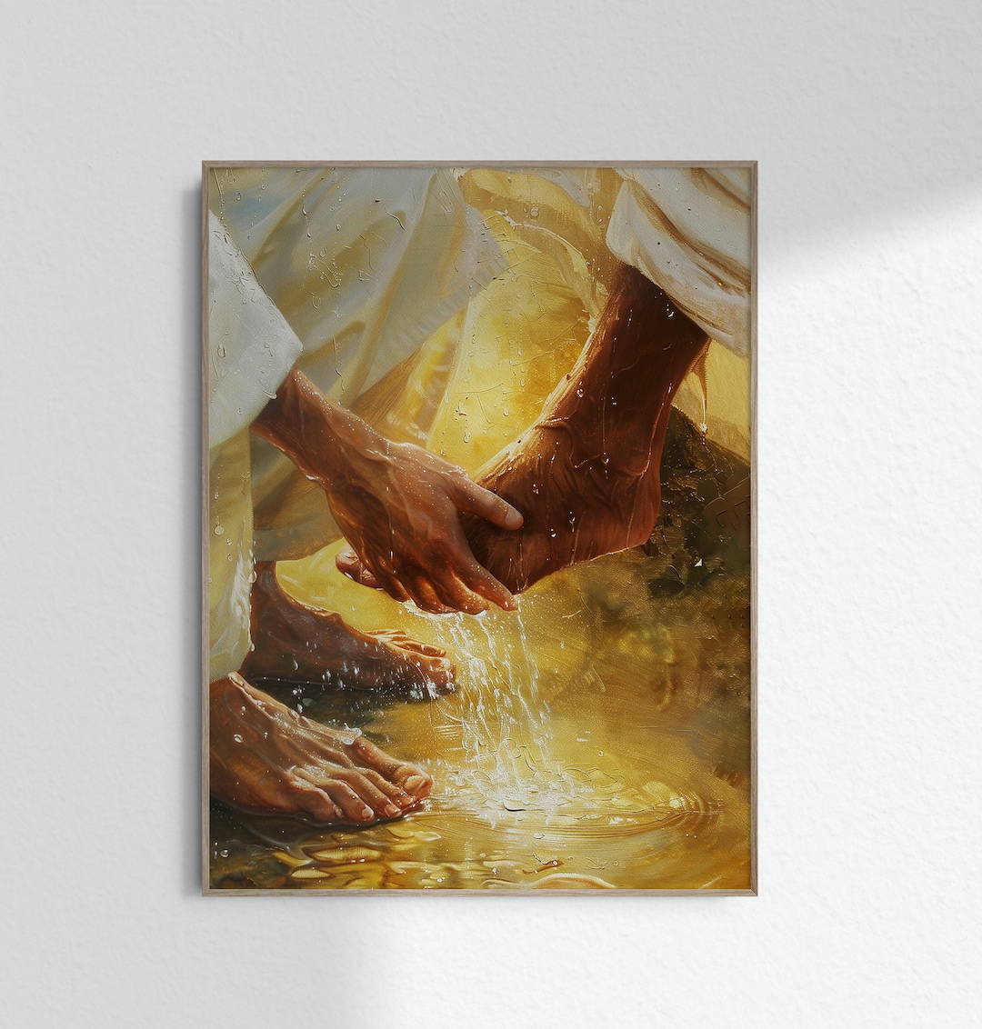 Jesus Washing Feet Art Christ Washes Feet Art, Feet of Jesus Christian ...