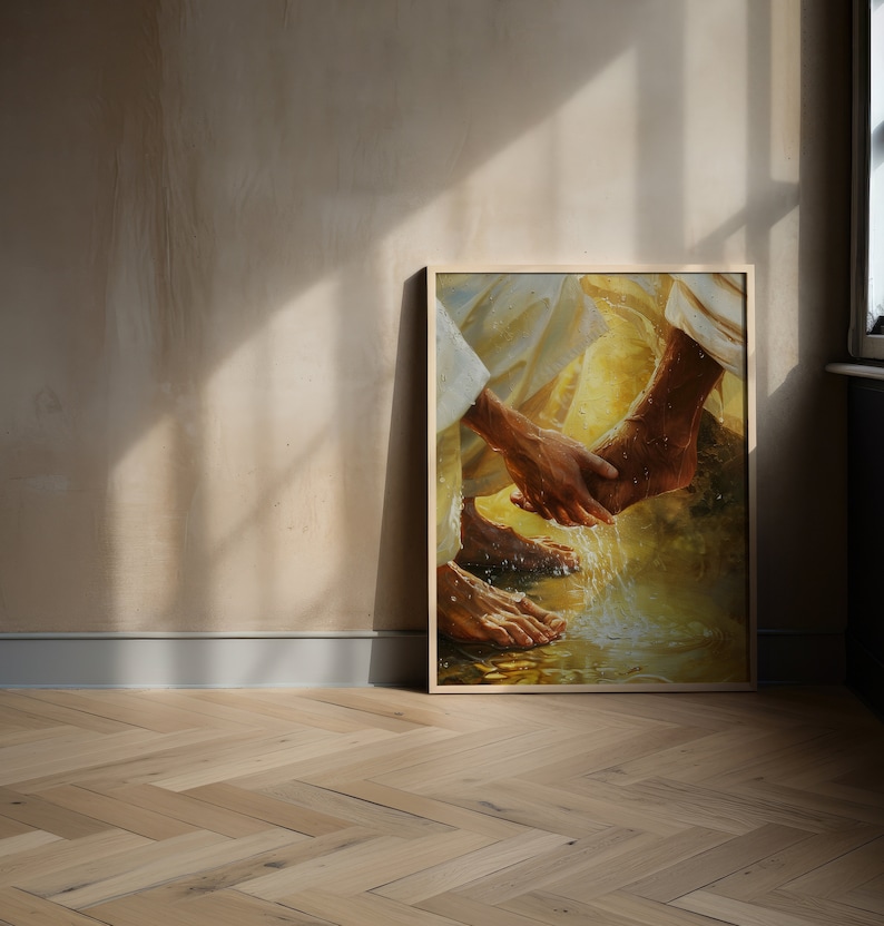 Jesus Washing Feet Art Christ Washes Feet Art, Feet of Jesus Christian ...