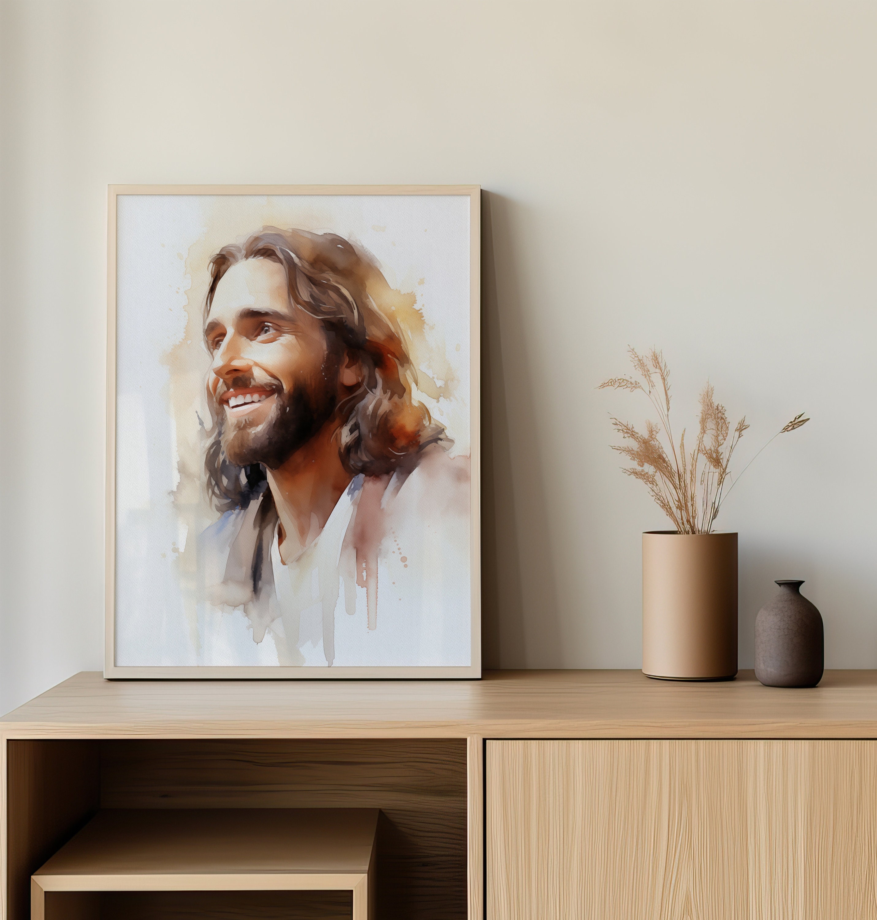 Christ Laughing, Smiling Jesus Portrait, Christian Gift Idea ...
