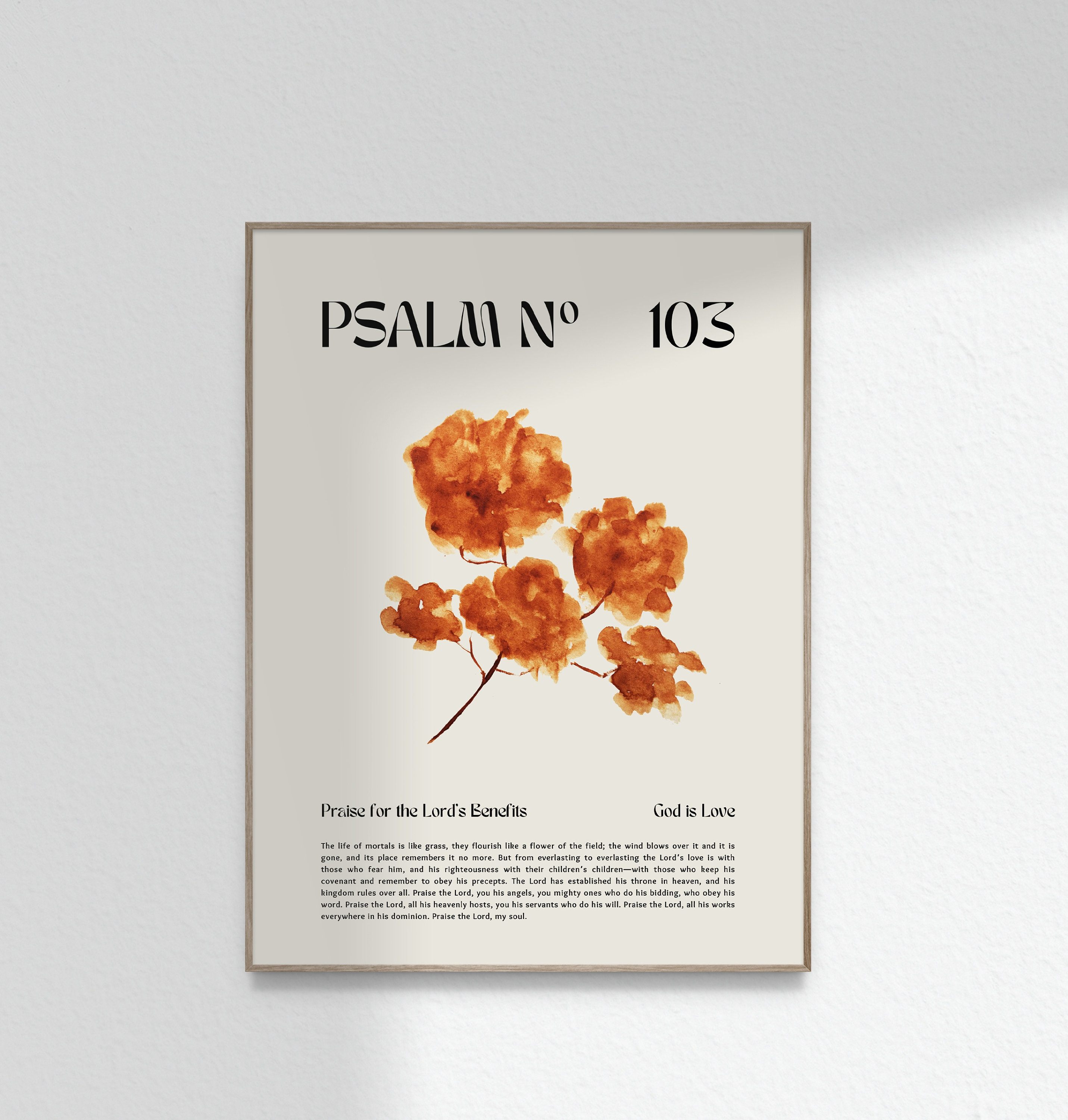 Psalm 103 Wall Art Print, Praise Lord's Benefits, Watercolor BOHO ...