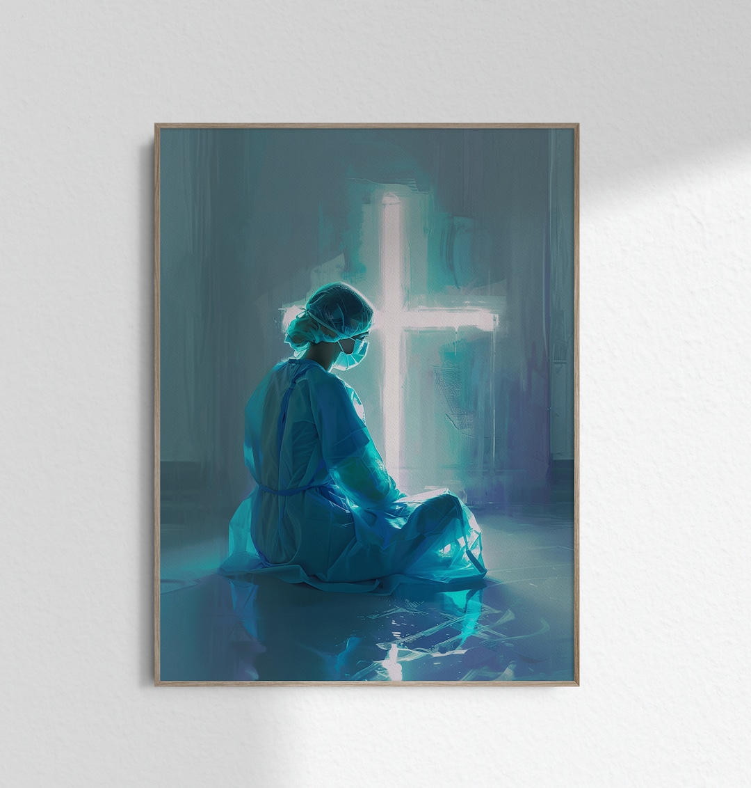 Praying Nurse Prayer Art, Christian Nurse Gift Christian Art, EMT ...