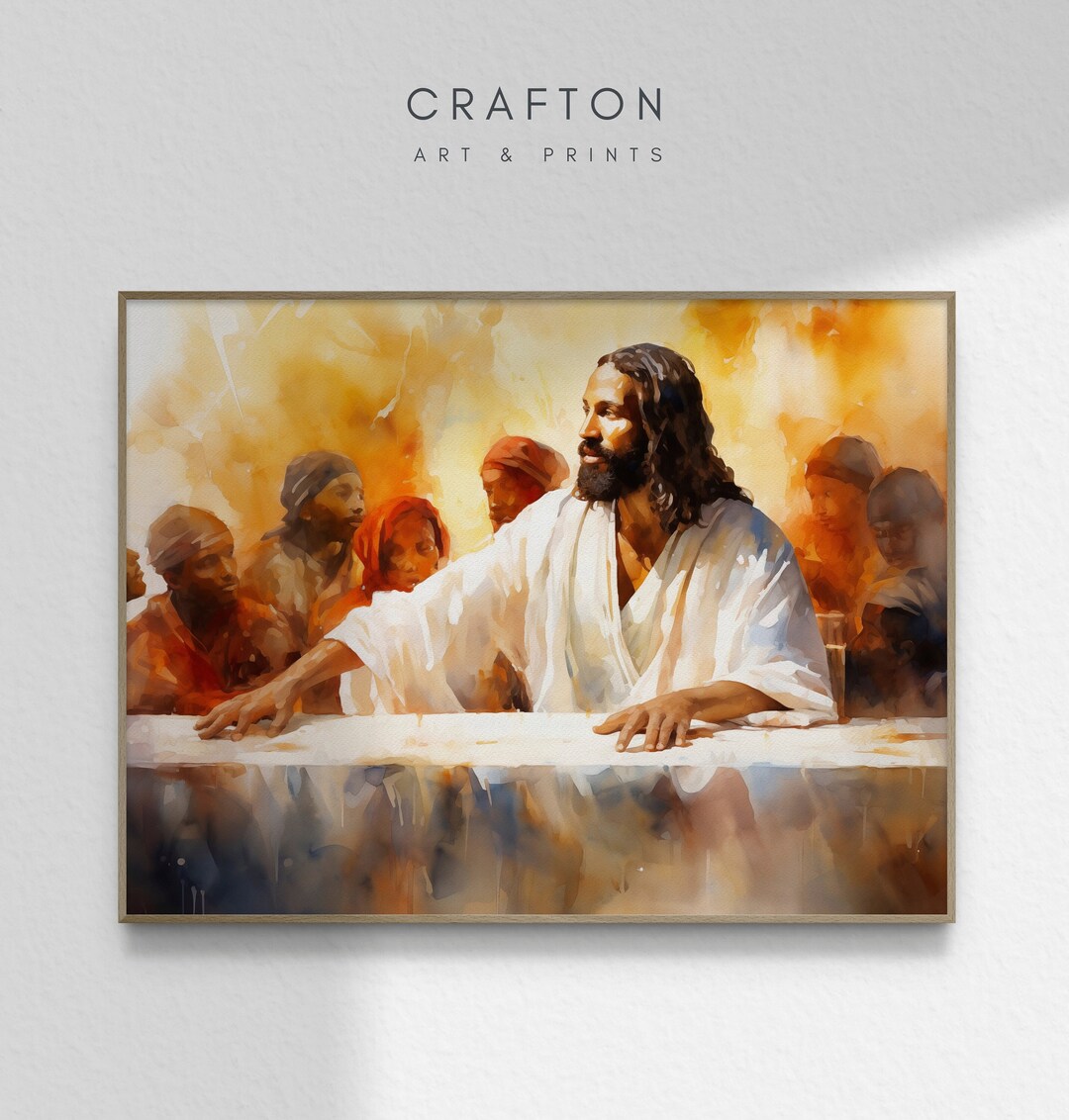 Black Jesus Art Black Christ at Table Last Supper Christian Watercolor ...