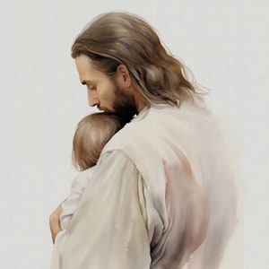 Jesus With Baby Jesus With Infant Christian Newborn Gift New Dad Christ ...