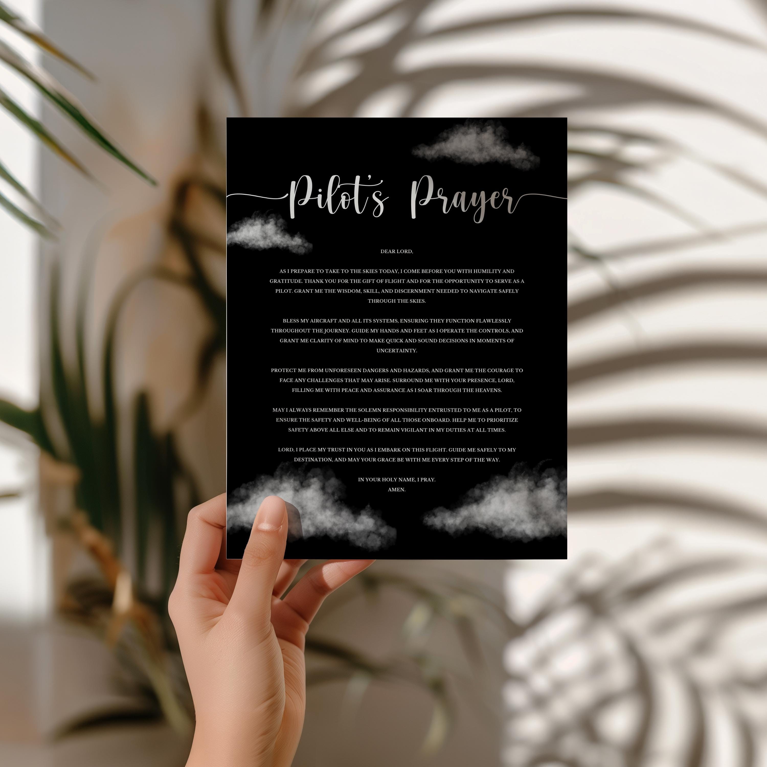 Pilot's Prayer Pilot Gift Aviator Prayer Night Sky Christian Prayer ...