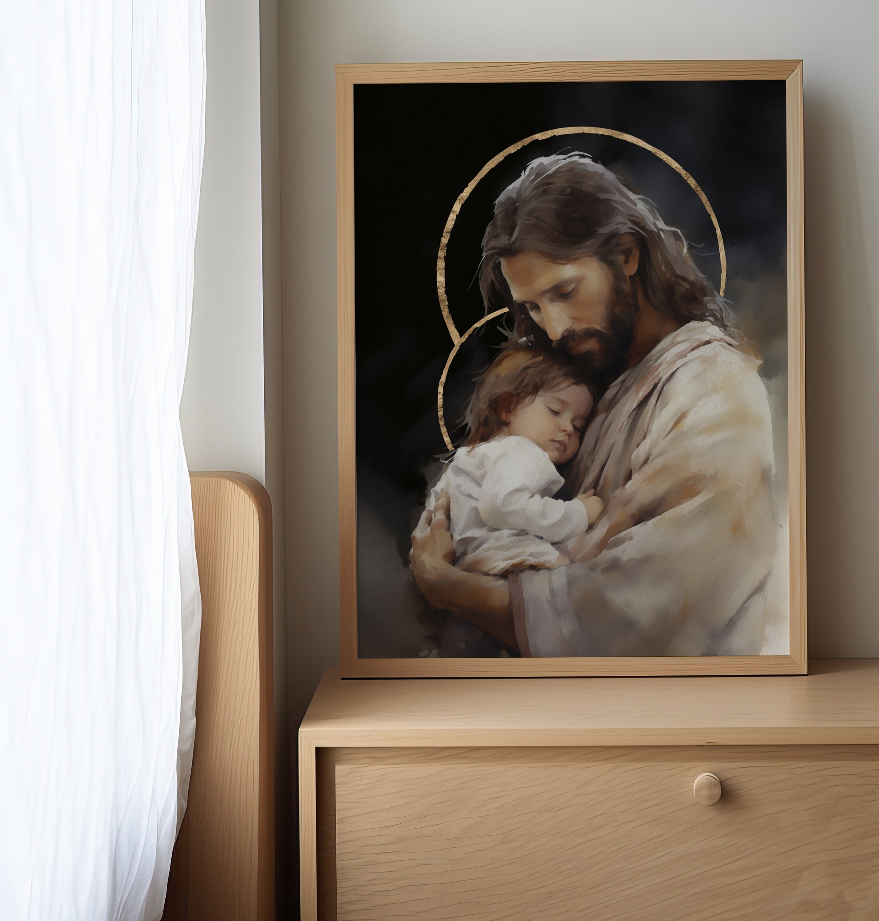 Saint Joseph and Baby Jesus Art St. Joseph Art Catholic Father Dad Gift ...