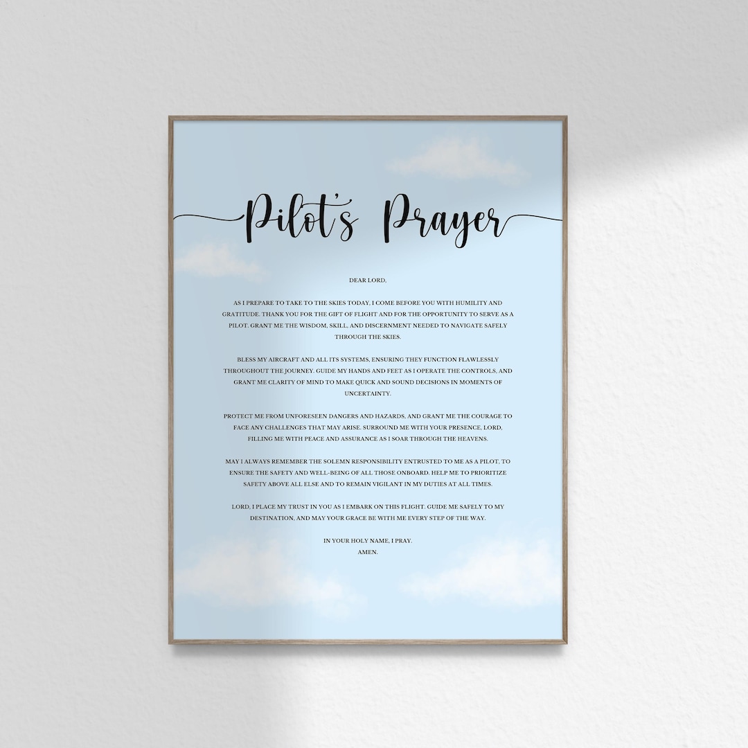 Pilot's Prayer Pilot Gift Aviator Prayer Blue Sky Christian Prayer ...