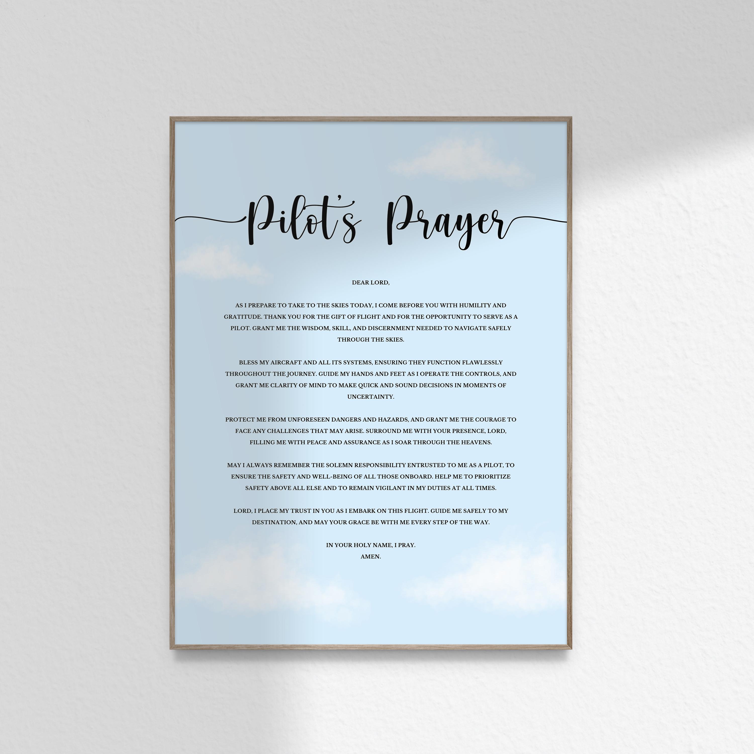 Pilot's Prayer Pilot Gift Aviator Prayer Blue Sky Christian Prayer ...