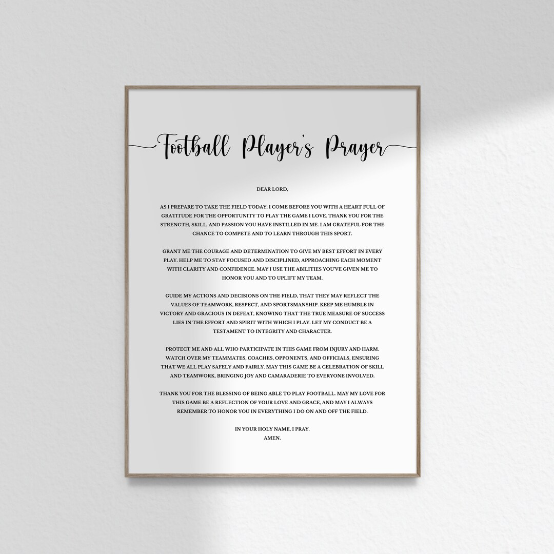 Football Player's Prayer Gift Football Prayer Christian Prayer Bible ...