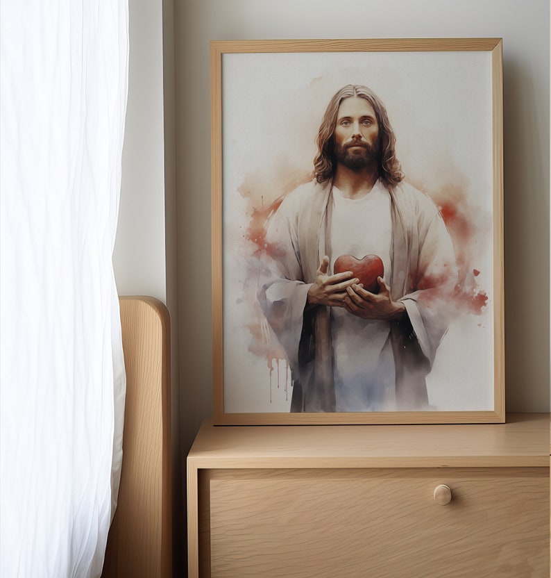 Sacred Heart of Jesus Christ With the Sacred Heart Print Christian ...