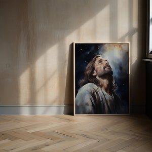 Jesus Christ Gazing at the Stars, Looking at Night Sky Heaven Christian ...