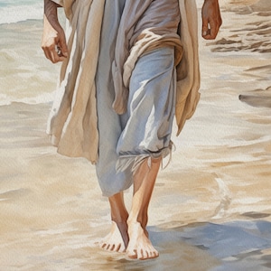 Jesus Walking on Beach Jesus Painting for Beachhouse Christ Beach Wall ...