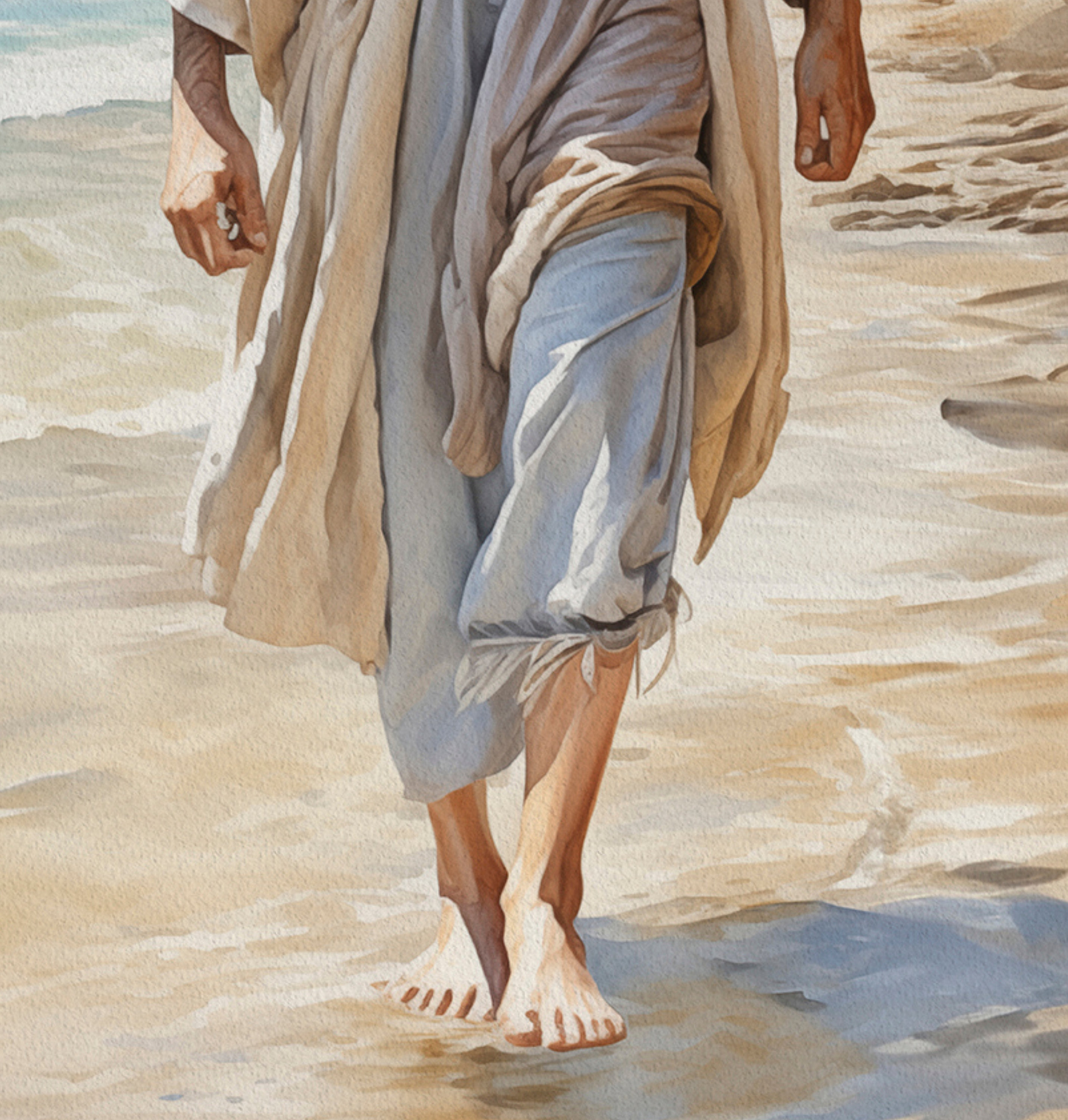 Jesus Walking on Beach Jesus Painting for Beachhouse Christ Beach Wall ...