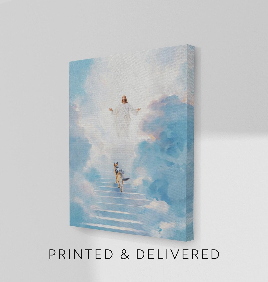 PRINTED Jesus Meets German Shepherd in Heaven at Memorial Christian ...