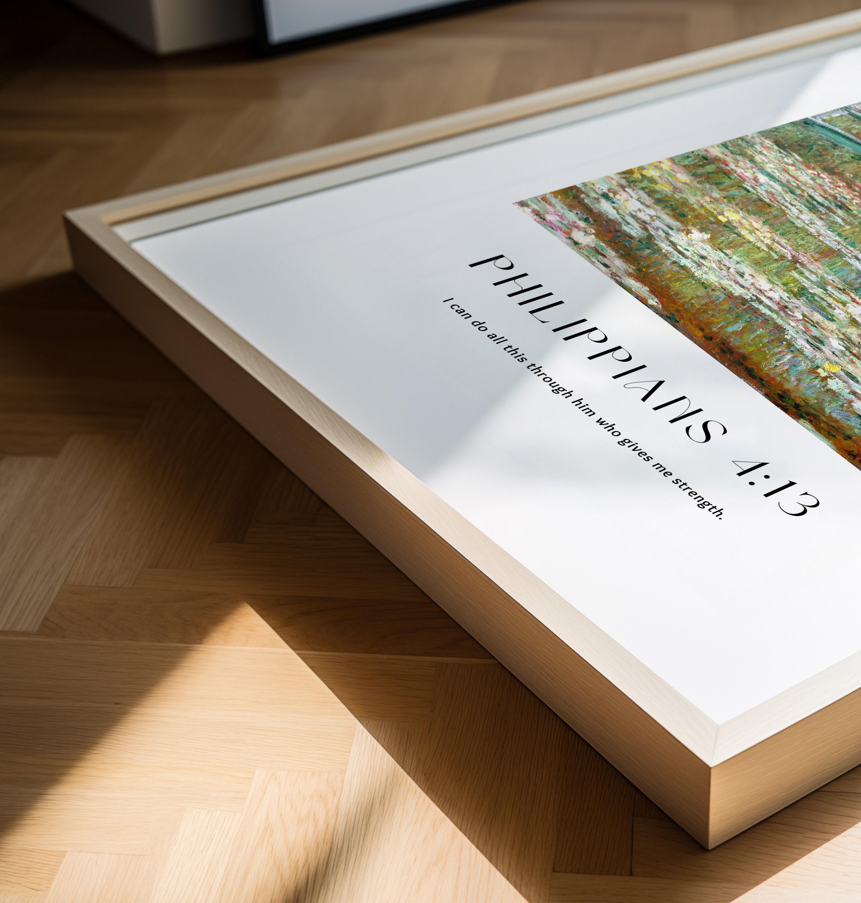 Christian Wall Art Set of 6 Bible Verse Quotes Scripture Monet Painting ...