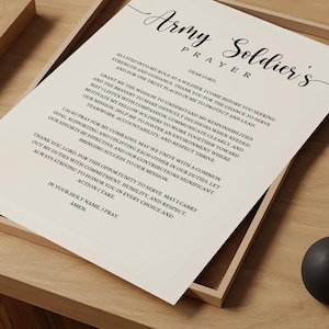 Army Soldier's Prayer Gift for Military Service Christian Prayer ...