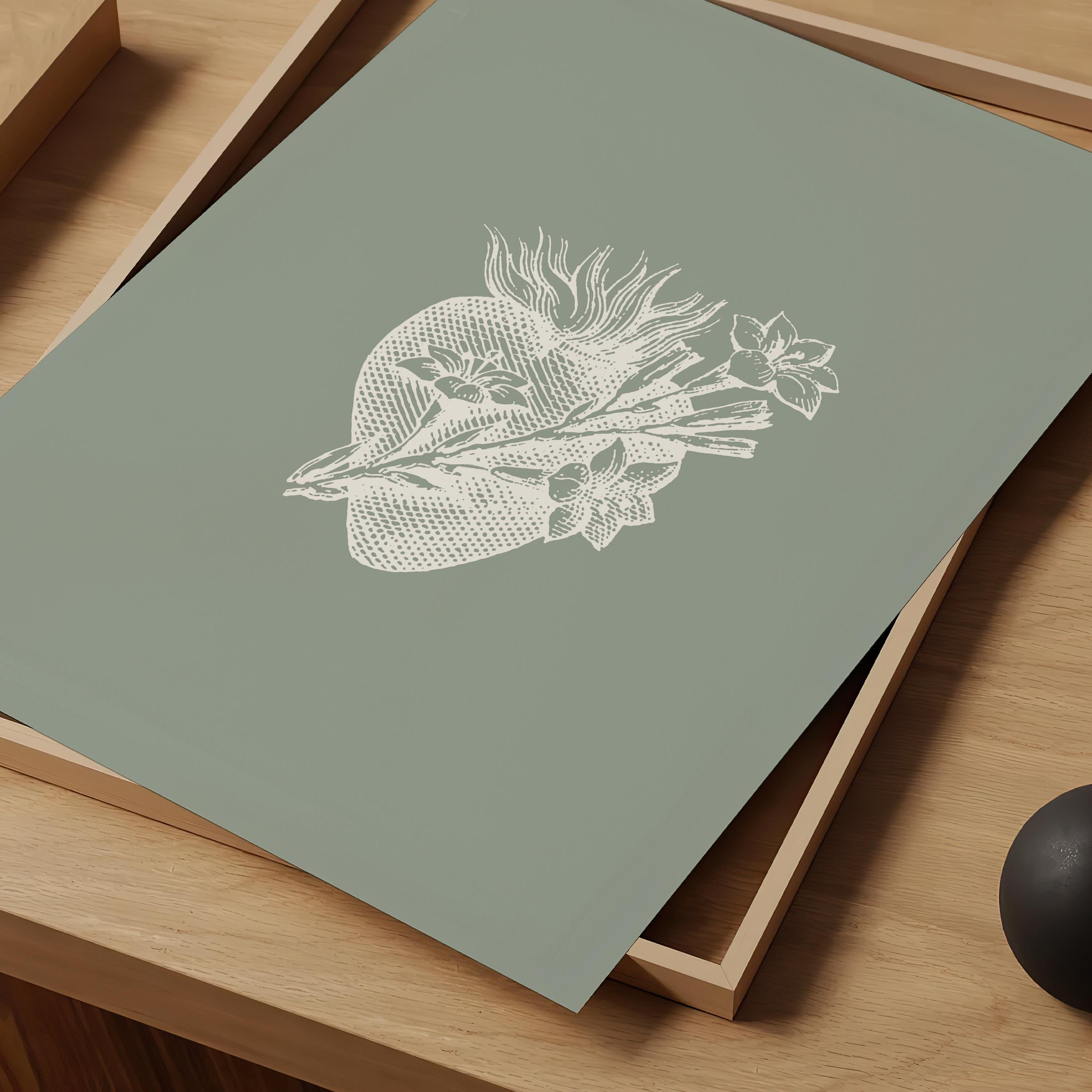 Three Hearts of the Holy Family Hearts Prints Set of 3, Sage Green Wall ...