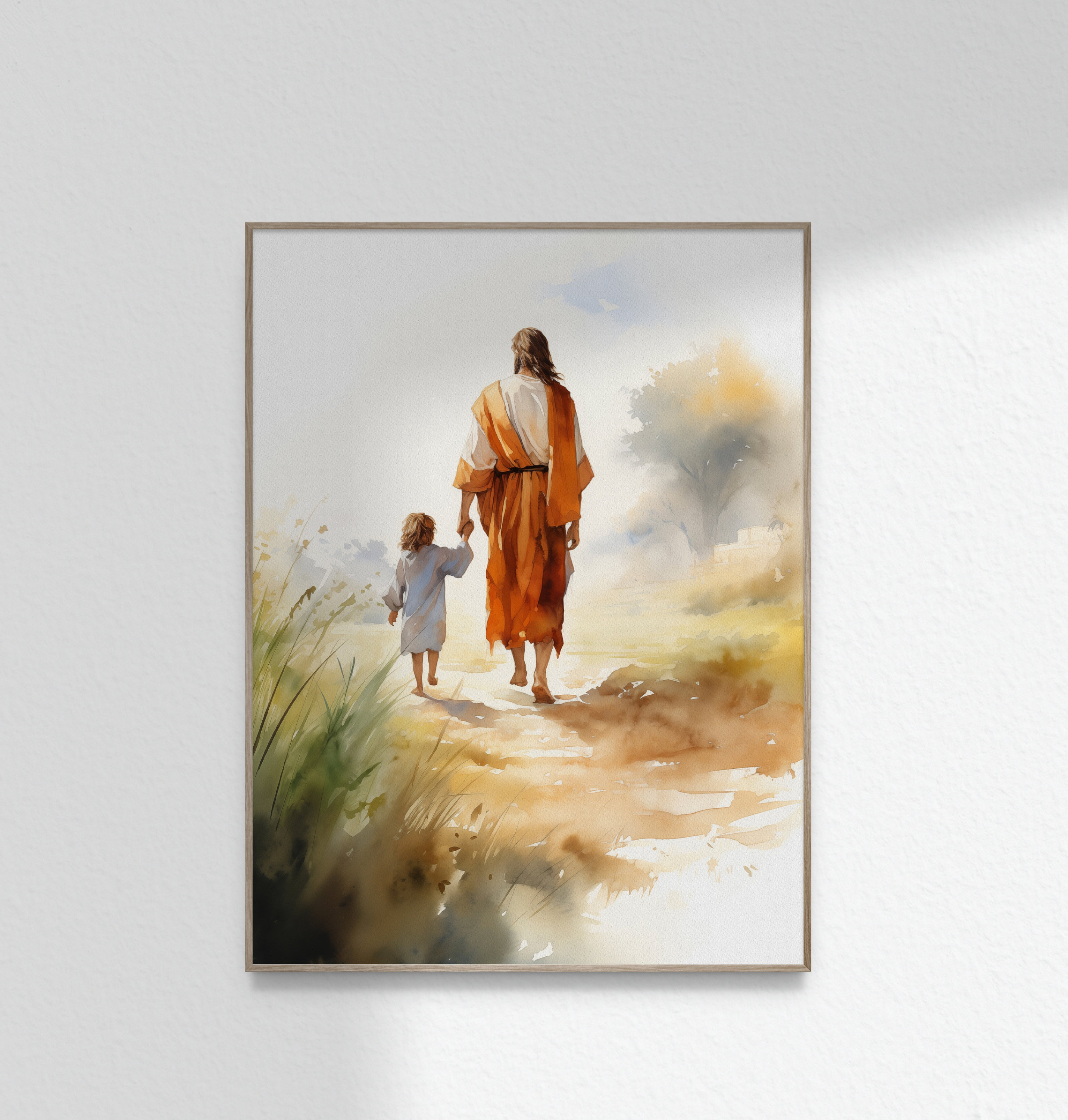 Walk Beside Me, Jesus Christ Walking With a Child, Nursery Bible Art ...