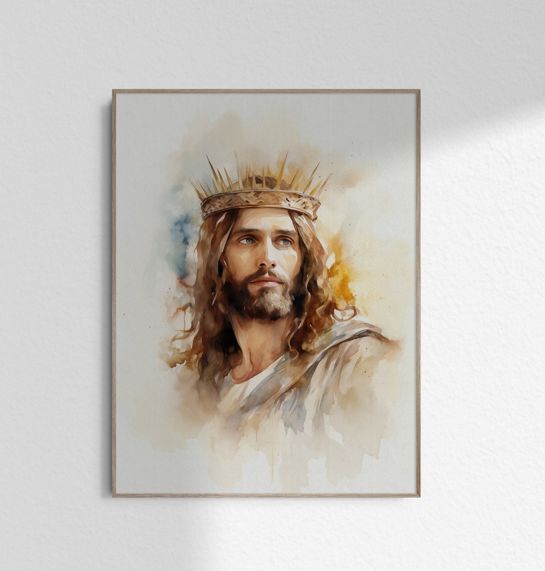 Jesus is King Jesus King of Kings Art Jesus With Crown Christian Gift ...