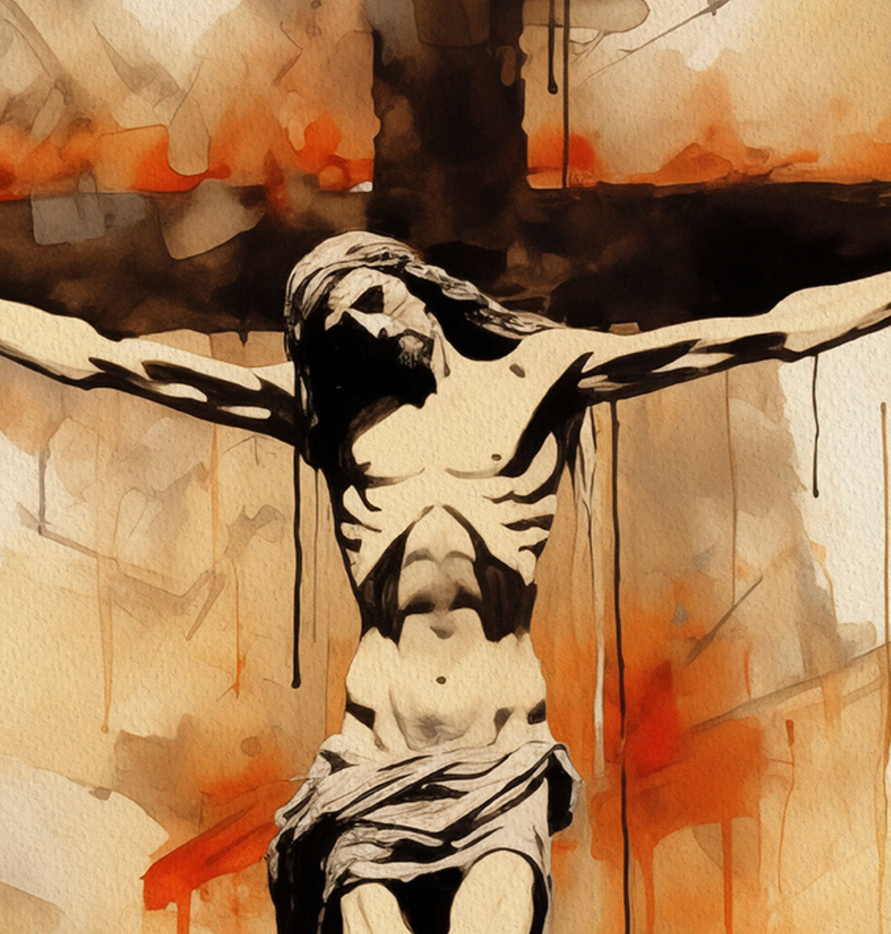 Christ Crucified on Cross Jesus Poster Modern Abstract Christian Art ...