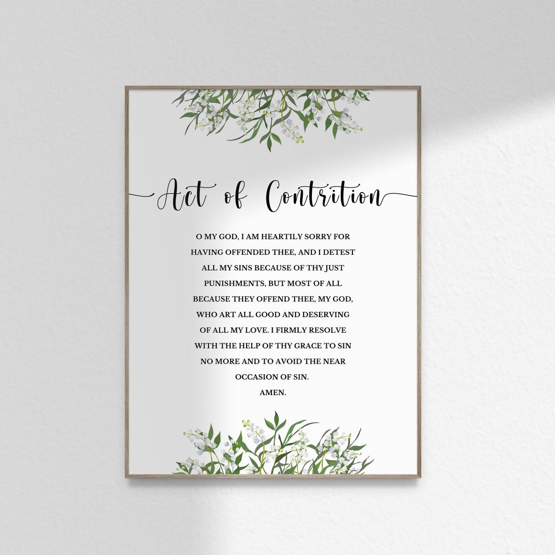 Act of Contrition Prayer Gift Floral Christian Prayer Home Decor Prayer ...