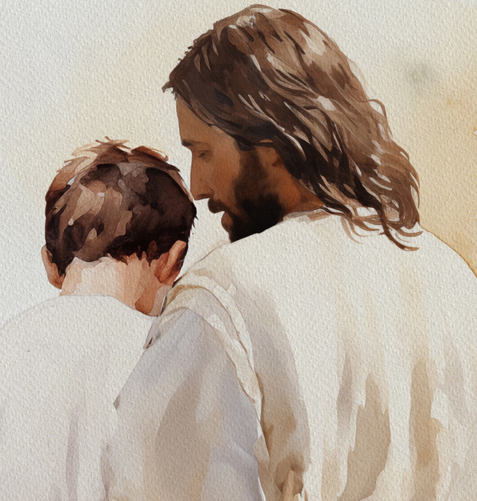 Jesus With Young Man Art Jesus Hugging Teenage Boy Art, Embrace Jesus ...