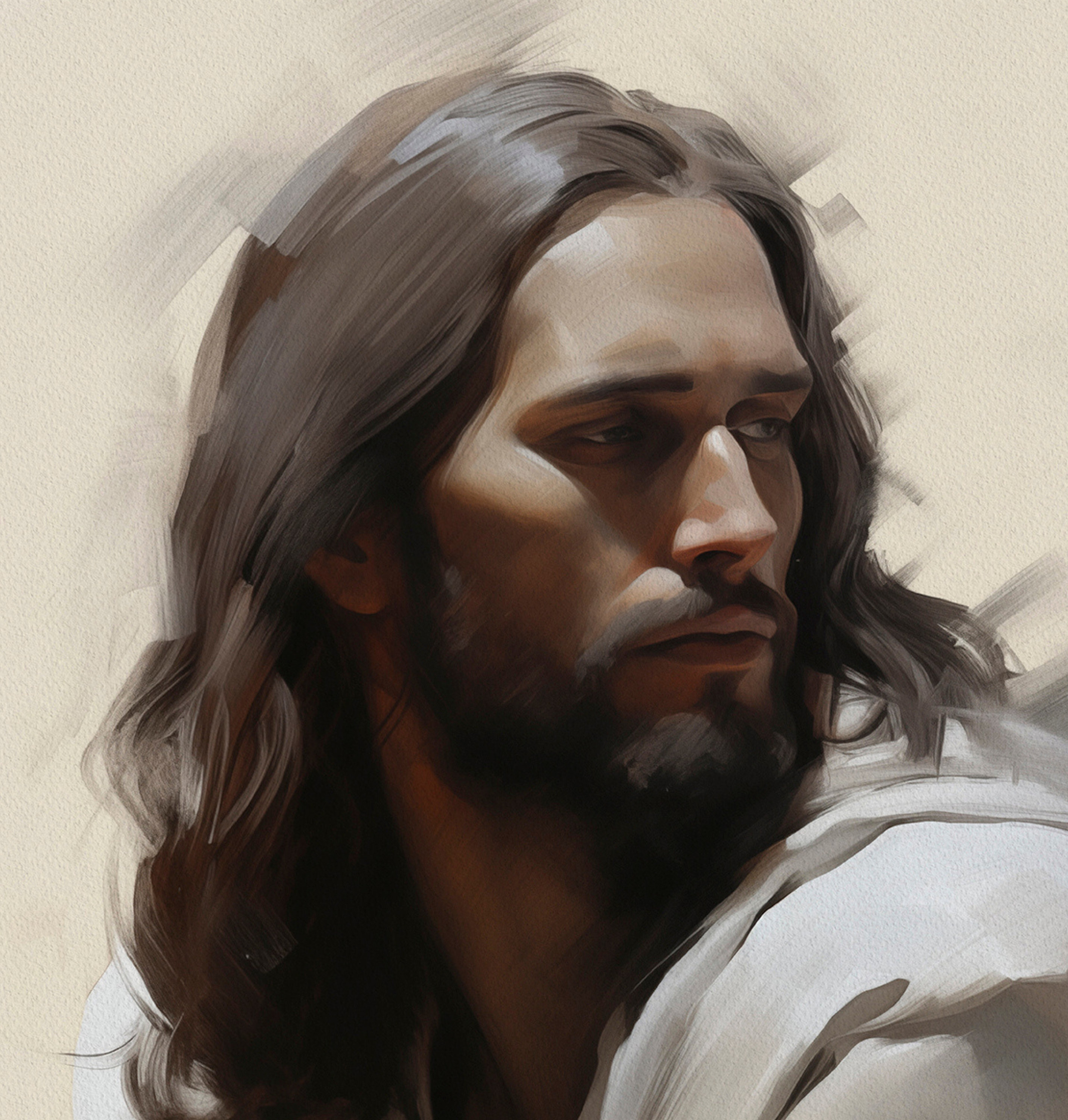 Jesus Sketch Portrait Drawing Christ Painting Christian Bible LDS Wall ...