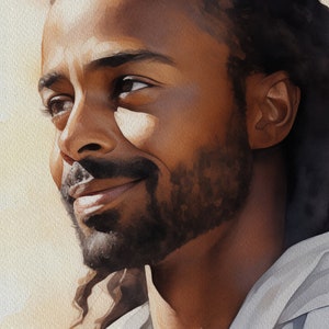 Smiling Black Jesus Christ Black Christian Art Black Man Art Watercolor ...