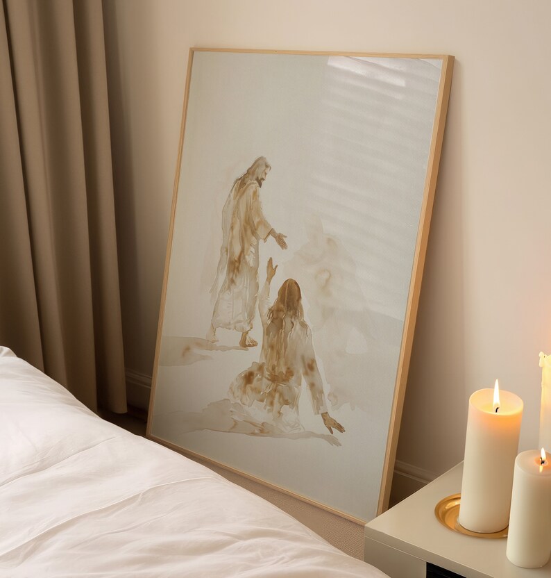 Hem of His Garment Print Bleeding Woman Art Touching the Hem Healing ...