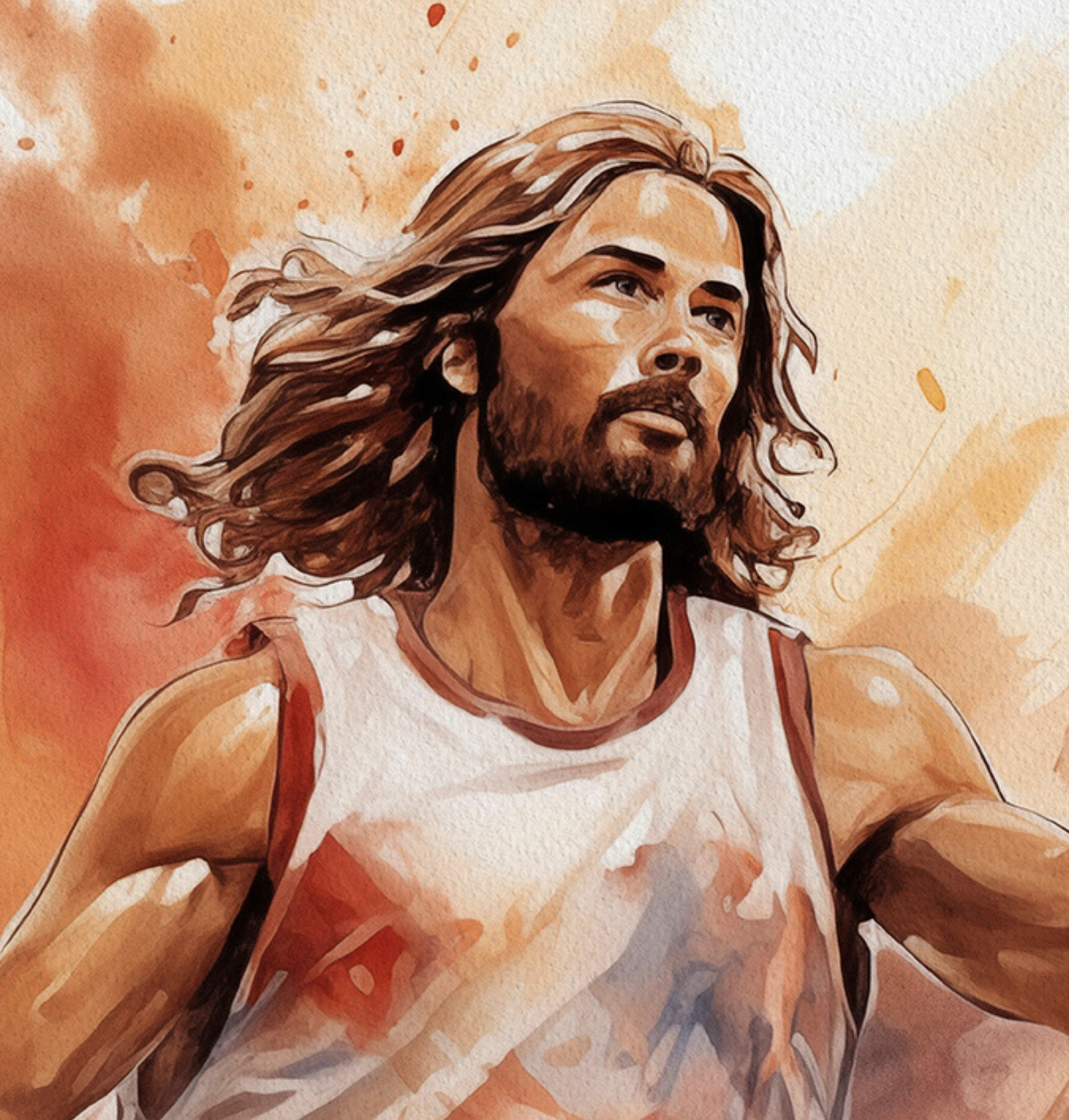Jesus Playing Basketball Player Painting Painting Christ Christian Boy ...