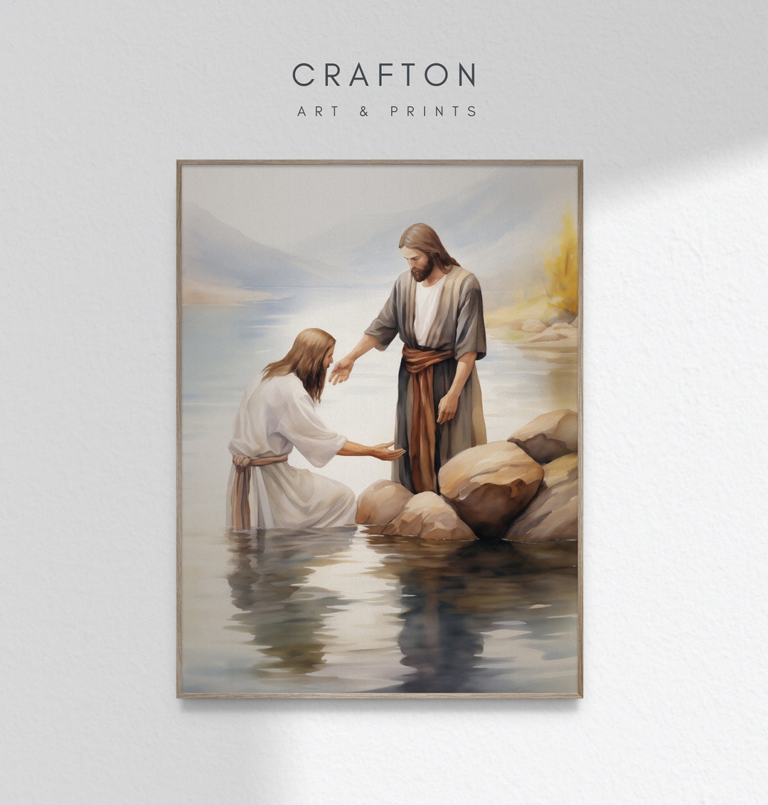 Baptism of Jesus, Matthew 3:13-17, John Baptist Watercolor Christian ...