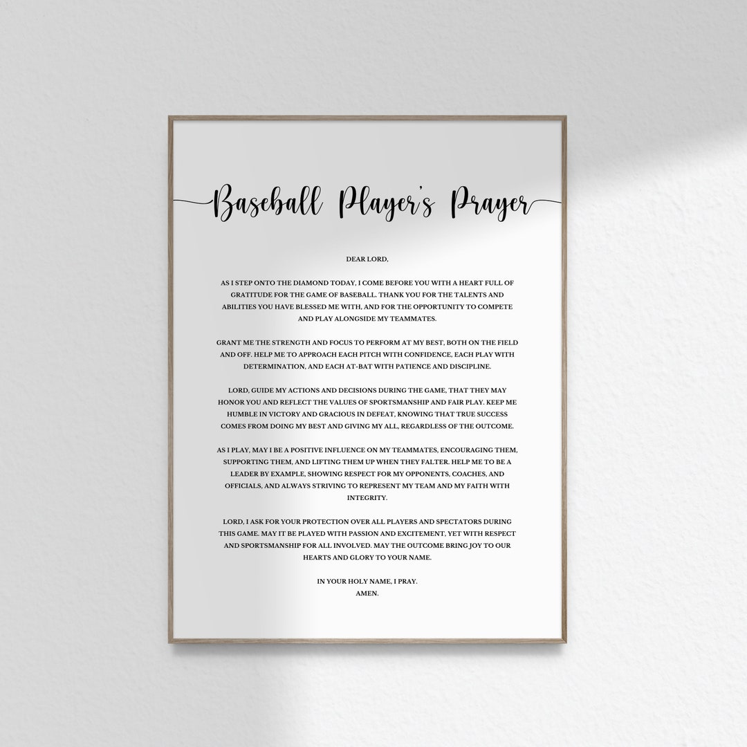 Baseball Player's Prayer Gift Baseball Prayer Christian Prayer Bible ...