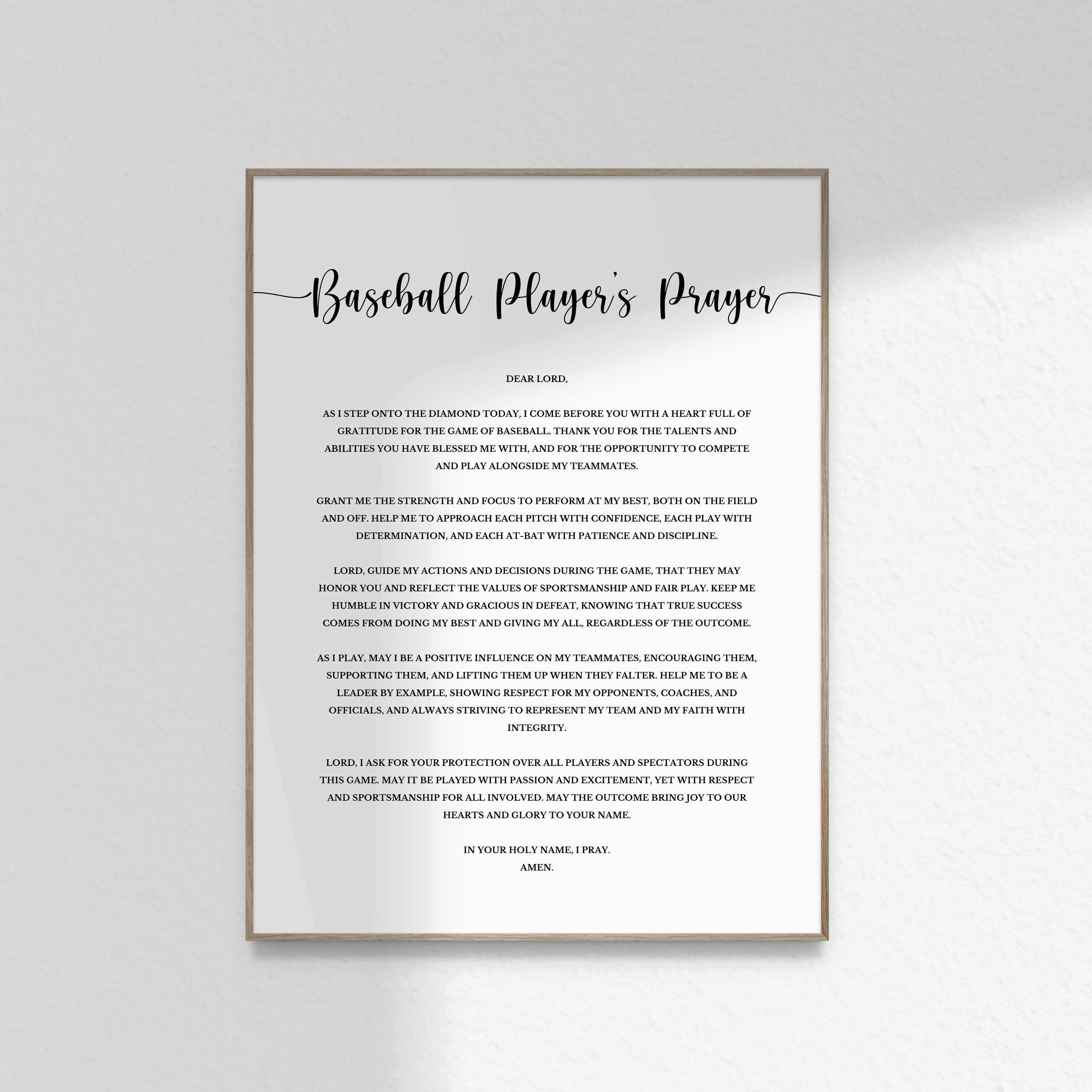 Baseball Player's Prayer Gift Baseball Prayer Christian Prayer Bible ...